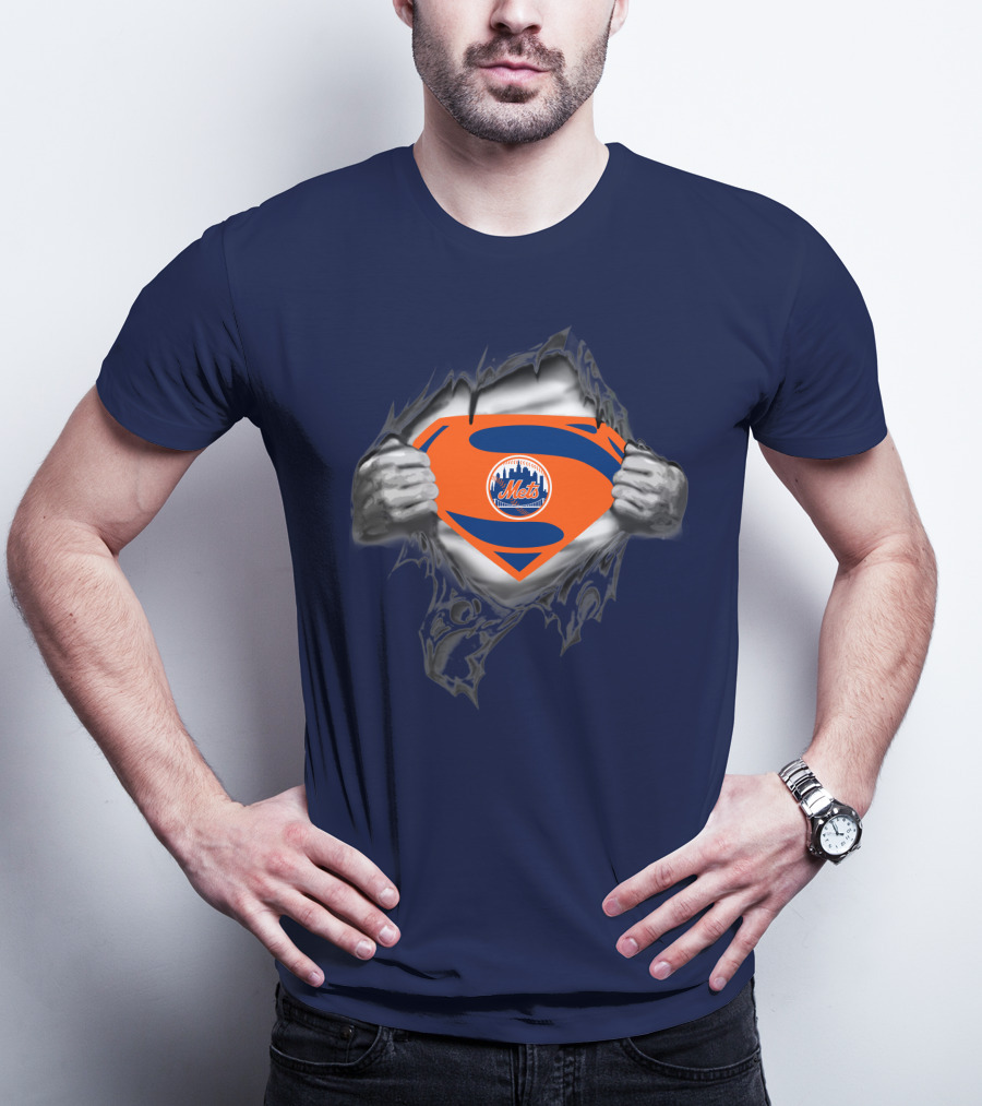 Superman Shield Style New York Mets T-Shirt