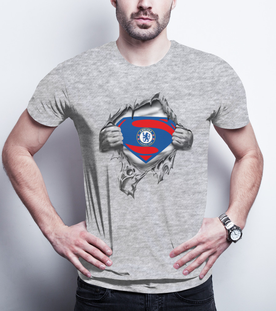 Chelsea Football Club Superman Logo Rip T-Shirt