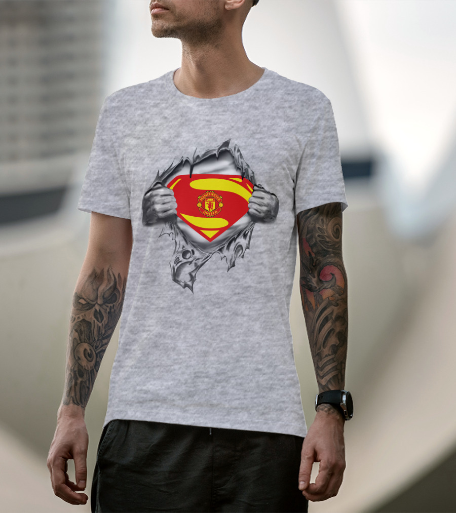 Superman Manchester United Crest Rip Open T-Shirt