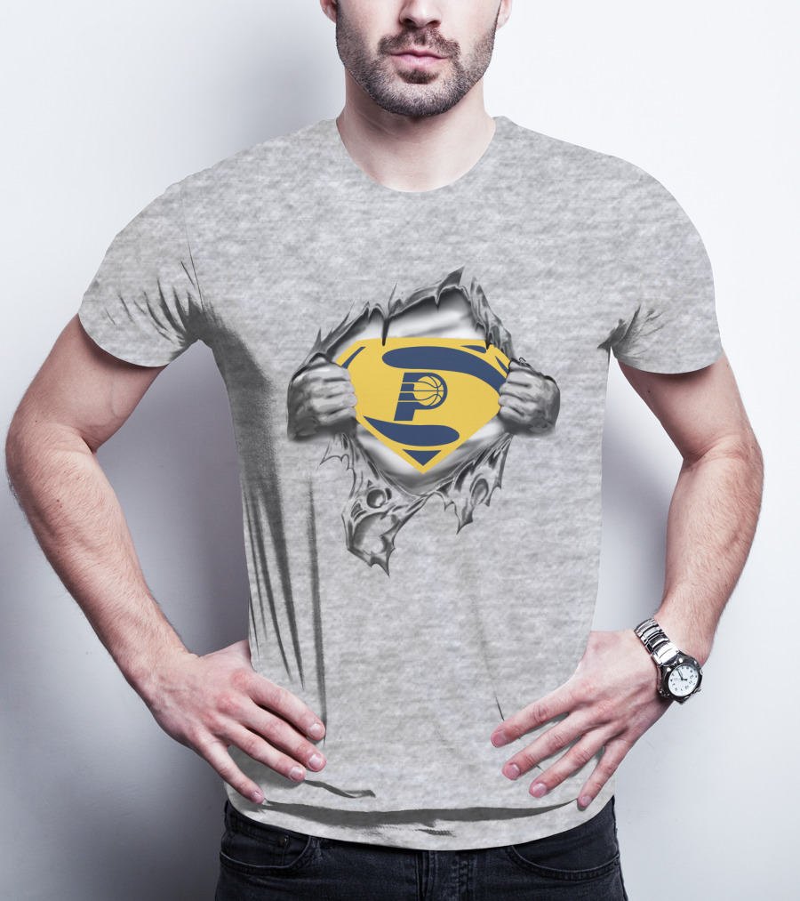 Indiana Pacers Logo Superman Style Peeking Through Torn T-Shirt