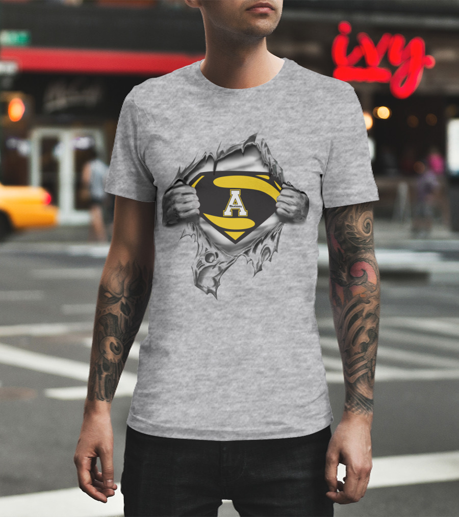 Appalachian State Mountaineers Superhero A Logo Torn Chest T-Shirt