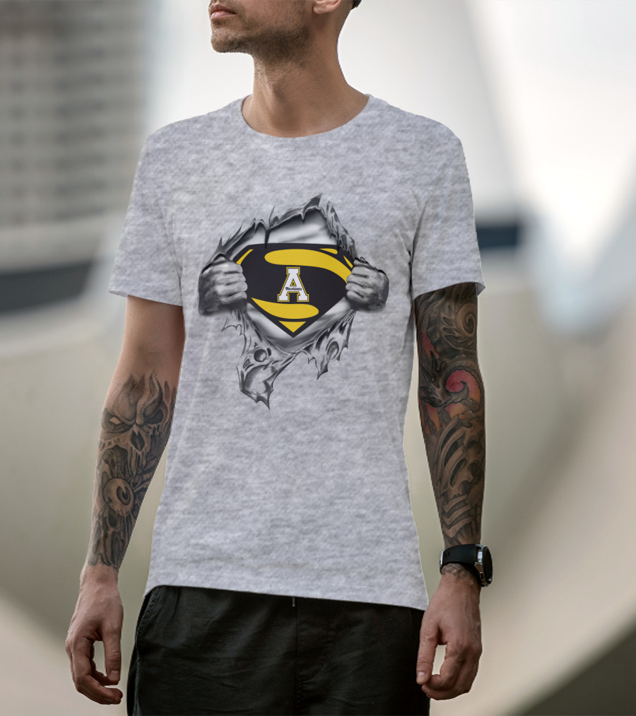 Appalachian State Mountaineers Superhero A Logo Torn Chest T-Shirt