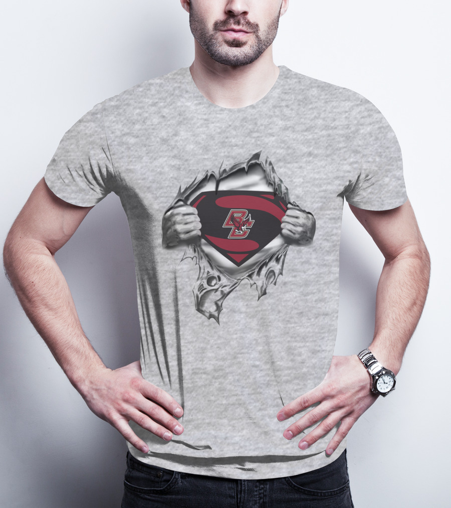 Bc Superhero Emblem Unveiling Boston College Eagles T-Shirt