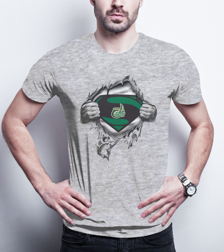 Charlotte 49ers Logo Superhero Chest Ripping T-Shirt