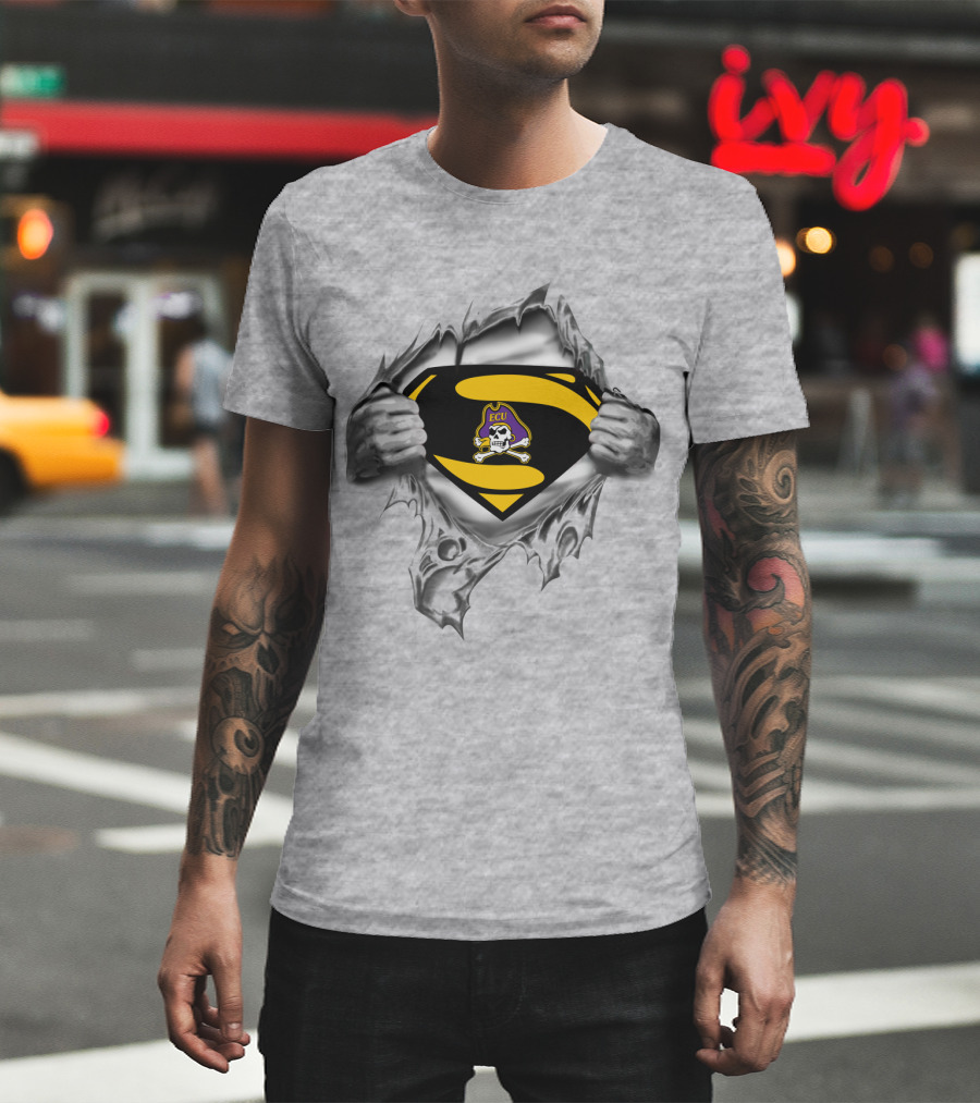 Ecu East Carolina Pirates Skull Logo Superhero Style T-Shirt