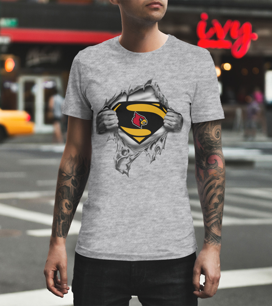 Superman Logo Louisville Cardinals T-Shirt