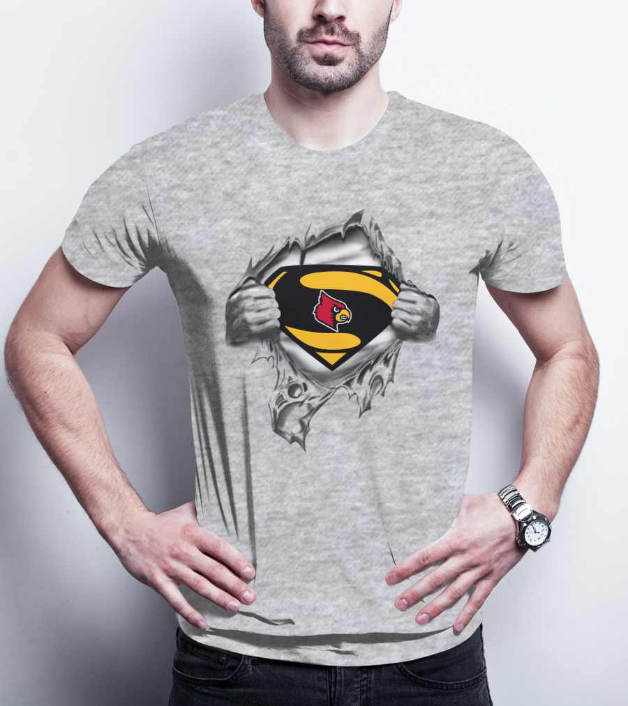 Superman Logo Louisville Cardinals T-Shirt