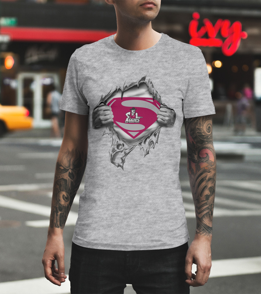 Superman Emblem With New Mexico State Aggies T-Shirt