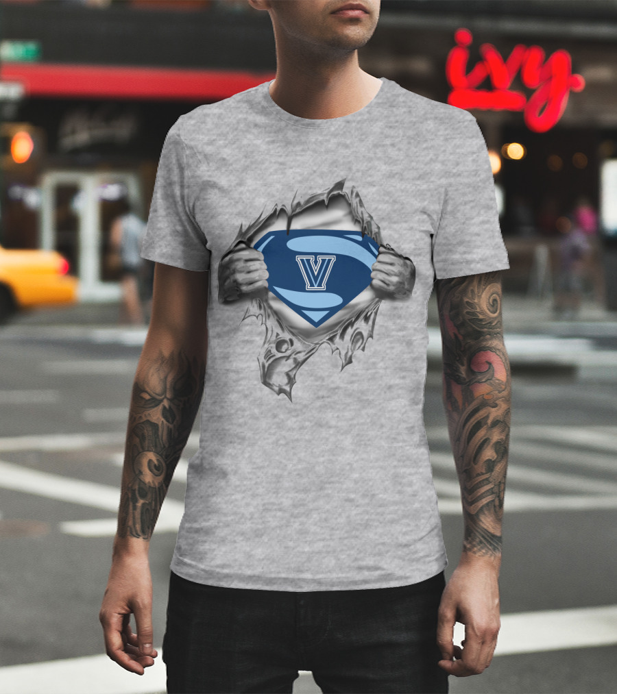 Villanova Wildcats Logo Superman Style V T-Shirt