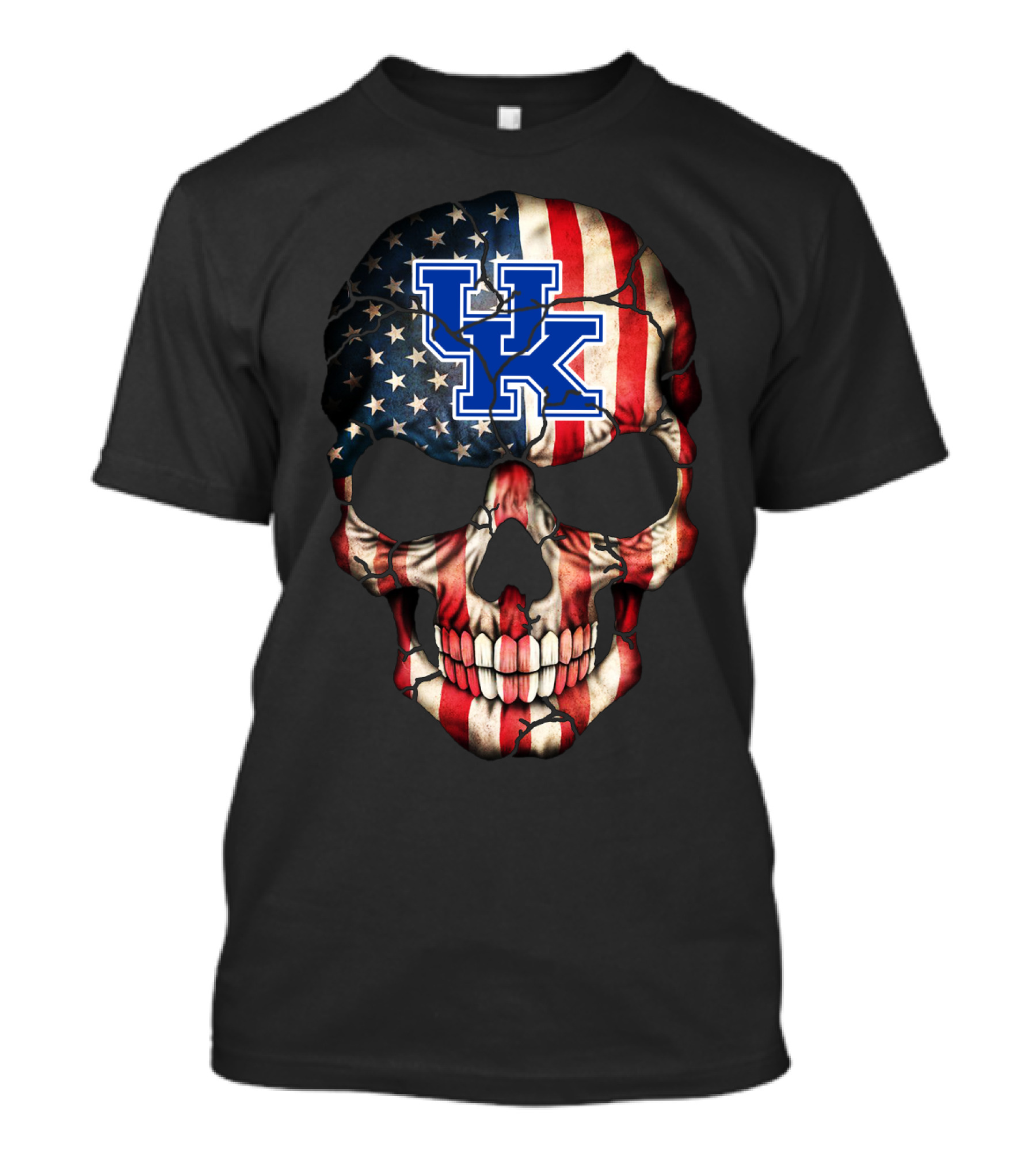Kentucky Wildcats American Flag Skull T-Shirt