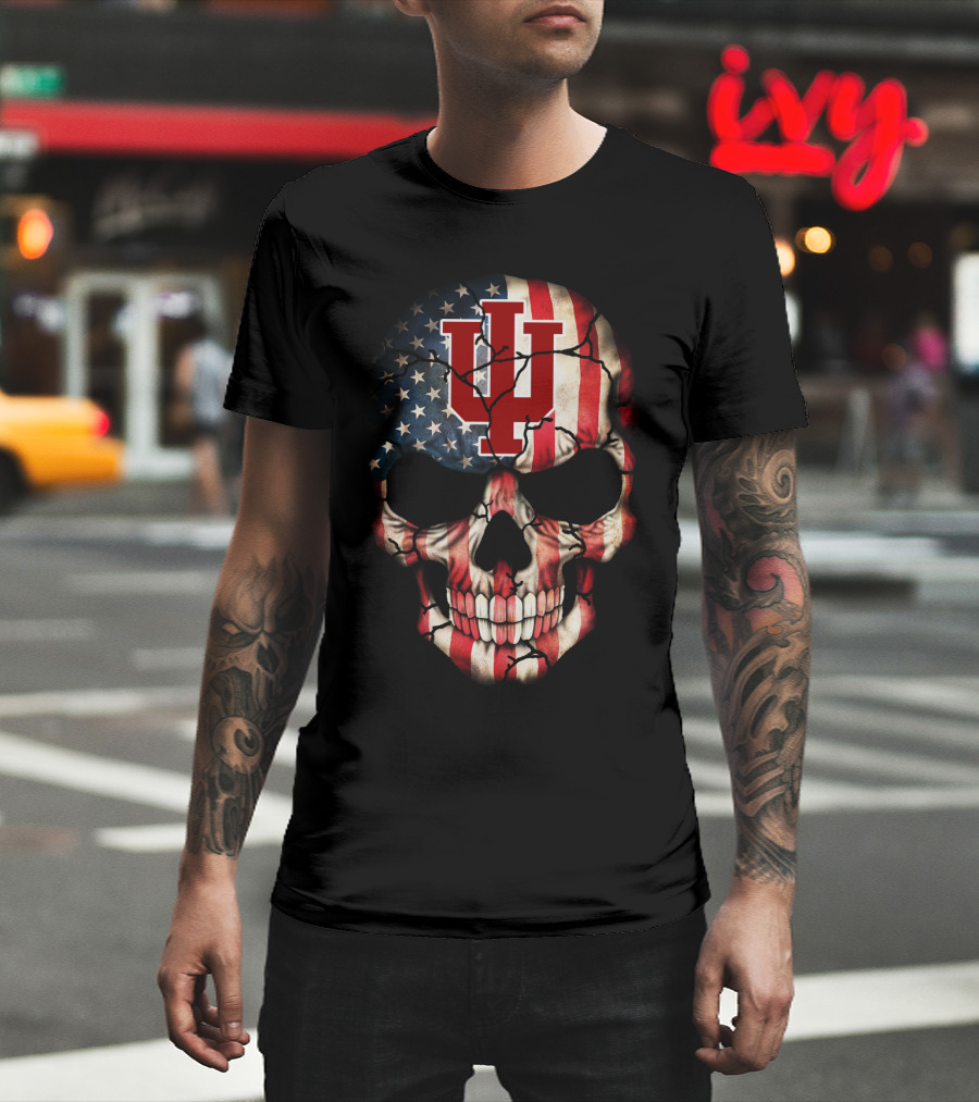 Indiana Hoosiers American Flag Skull T-Shirt