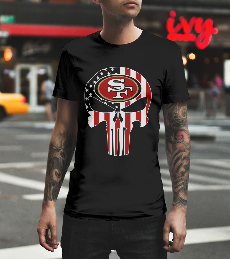 Sf 49ers American Flag Skull T-Shirt