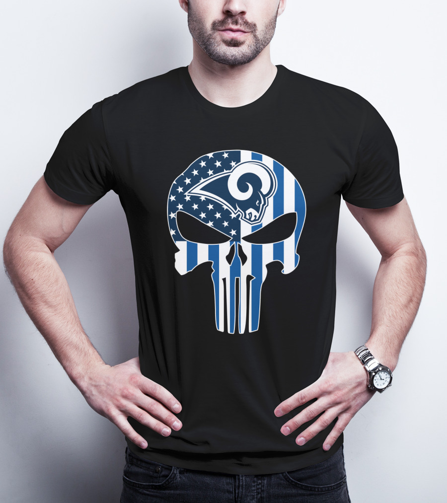 Rams Skull American Flag Punisher T-Shirt