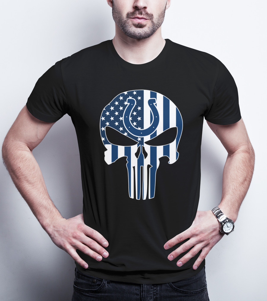 Colts Skull American Flag Punisher T-Shirt