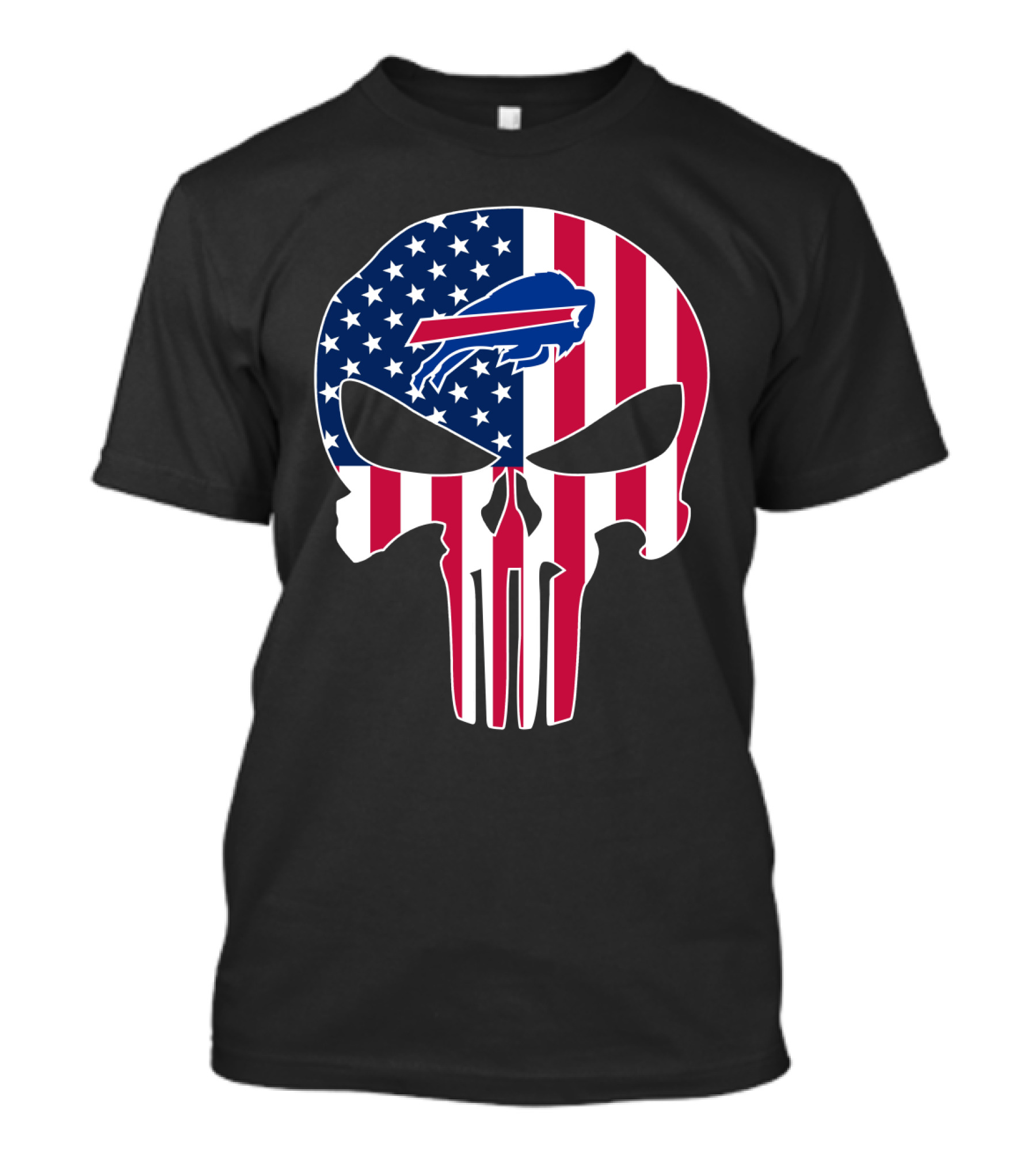 Buffalo Bills Punisher Skull American Flag T-Shirt
