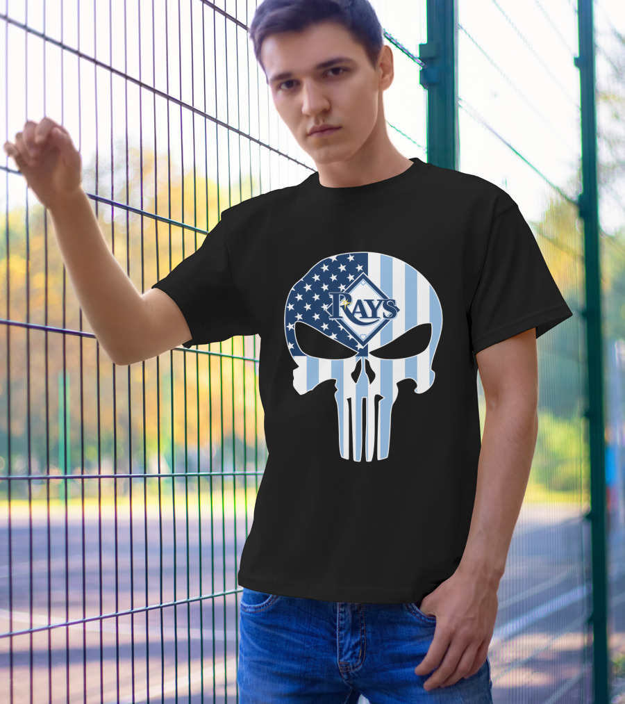 Rays Skull With American Flag T-Shirt