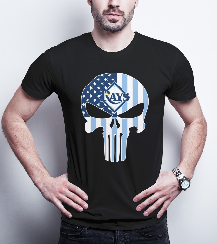 Rays Skull With American Flag T-Shirt