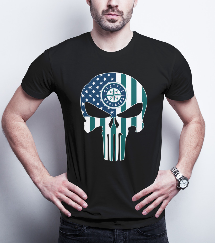 Seattle Mariners Skull Stars Stripes T-Shirt