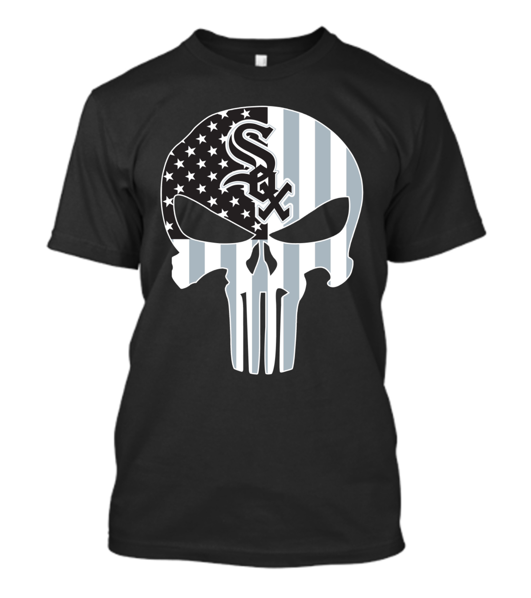 Chicago White Sox Punisher Skull American Flag T-Shirt