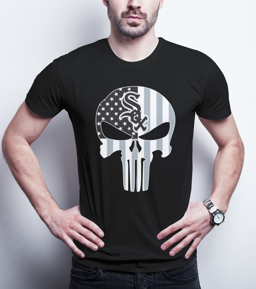 Chicago White Sox Punisher Skull American Flag T-Shirt
