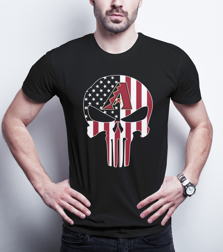 Arizona Diamondbacks American Flag Skull T-Shirt