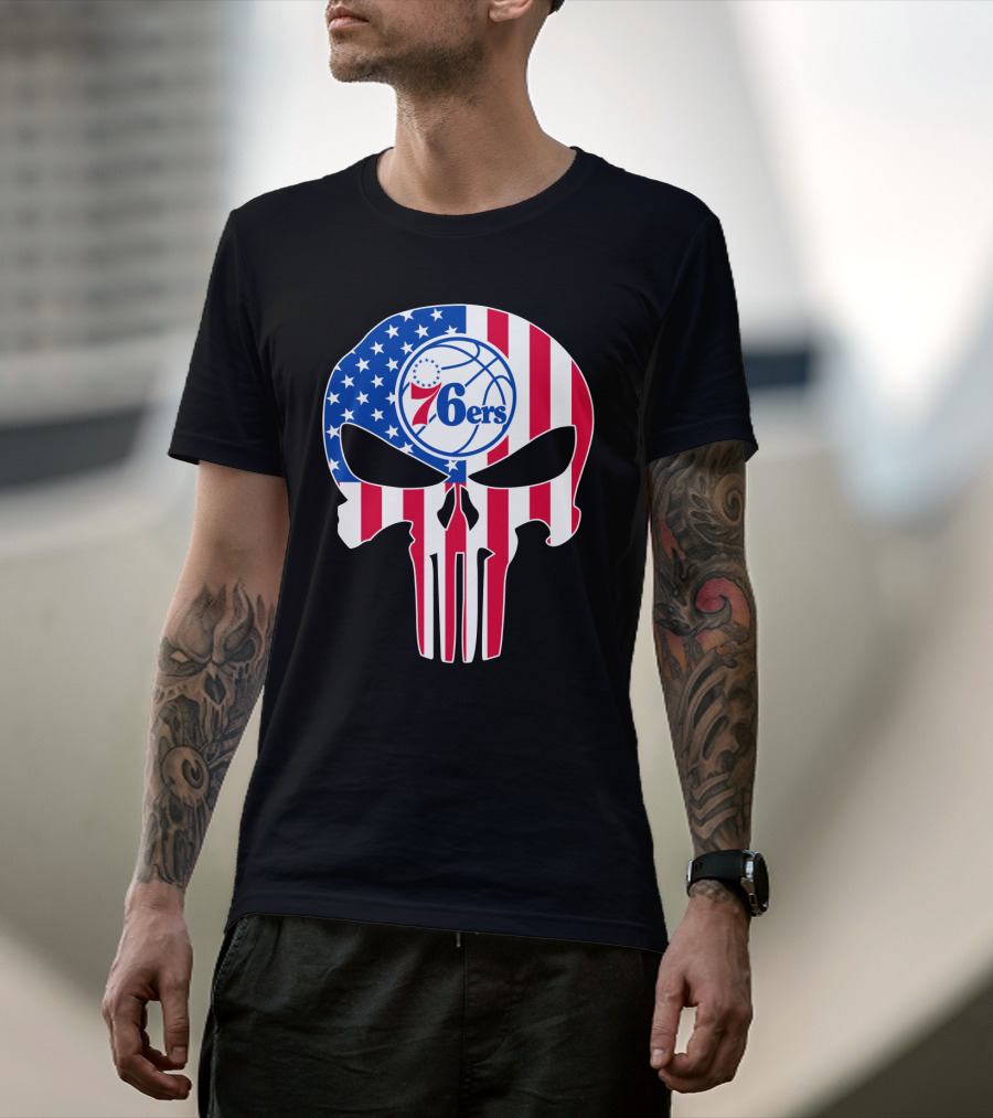 Philadelphia 76ers Stars And Stripes Punisher T-Shirt