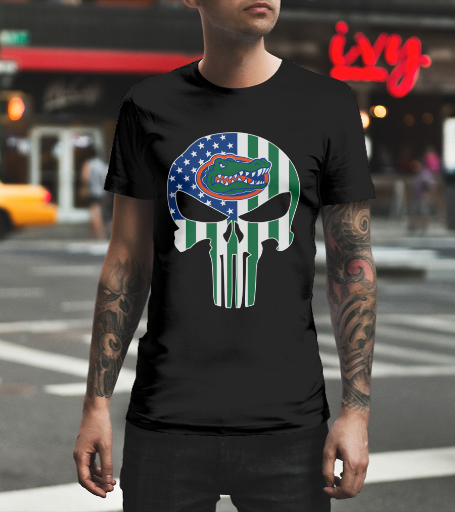 Florida Gators American Flag Punisher Skull T-Shirt