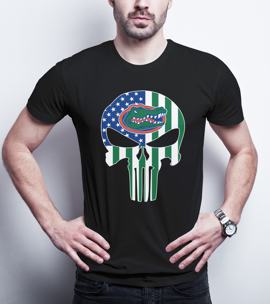 Florida Gators American Flag Punisher Skull T-Shirt