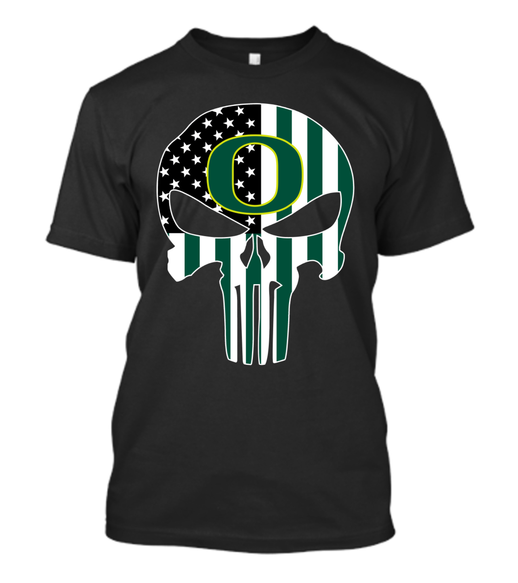 Oregon Ducks American Flag Punisher Skull T-Shirt
