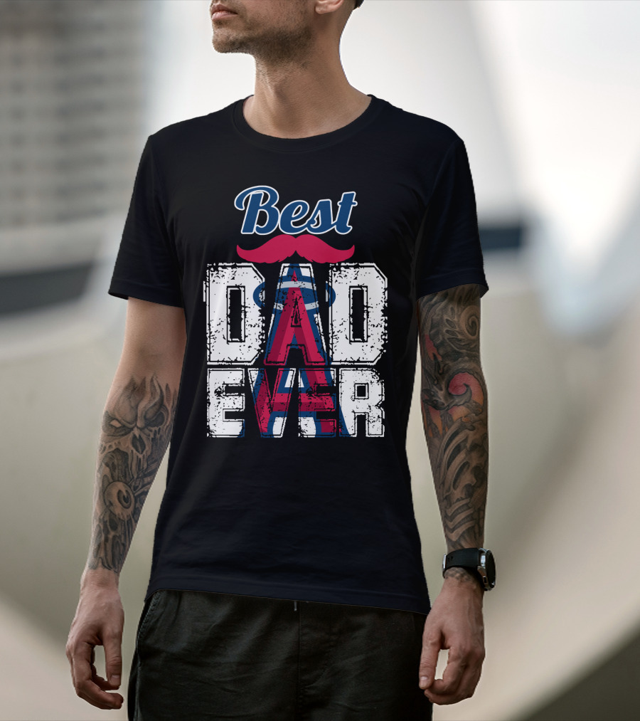 Best Dad Ever Angels Mustache T-Shirt