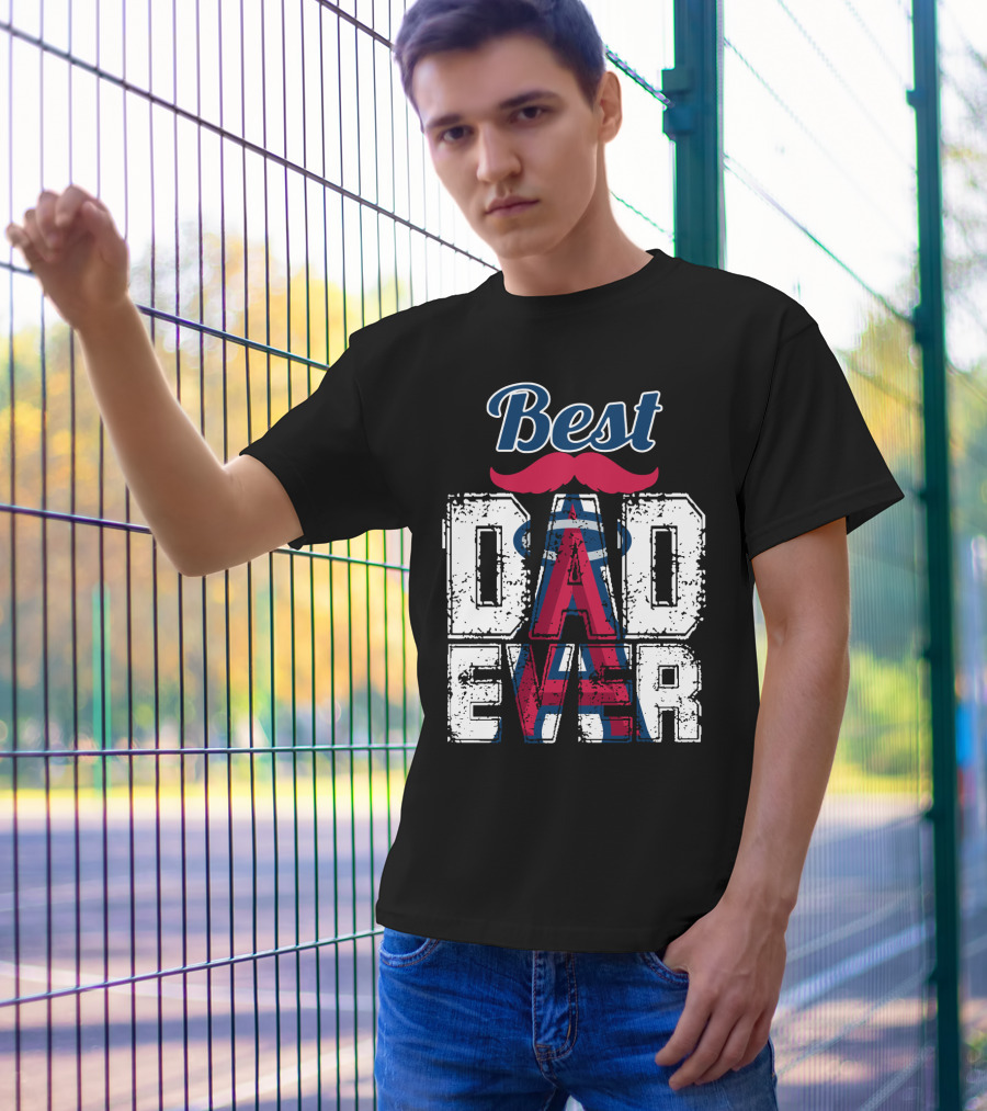 Best Dad Ever Angels Mustache T-Shirt