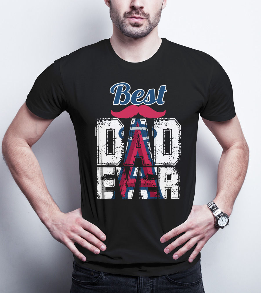 Best Dad Ever Angels Mustache T-Shirt