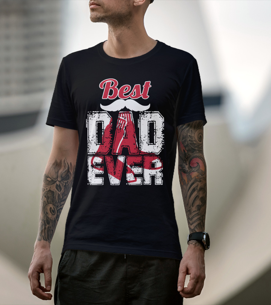 Best Dad Ever Red Sox Logo Moustache T-Shirt