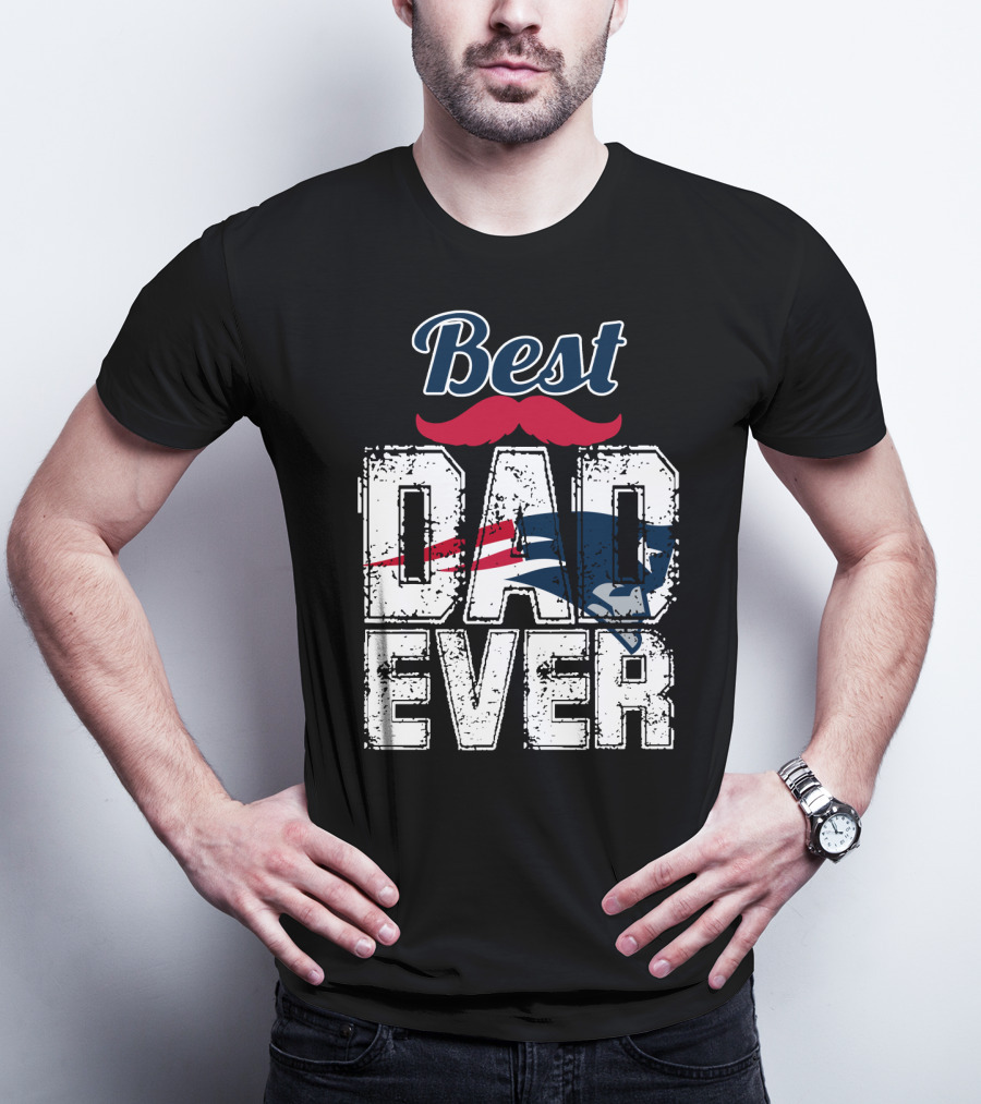 Best Dad Ever Patriots Logo Moustache T-Shirt