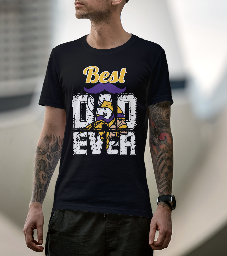 Best Dad Ever Viking Helmet Mustache T-Shirt