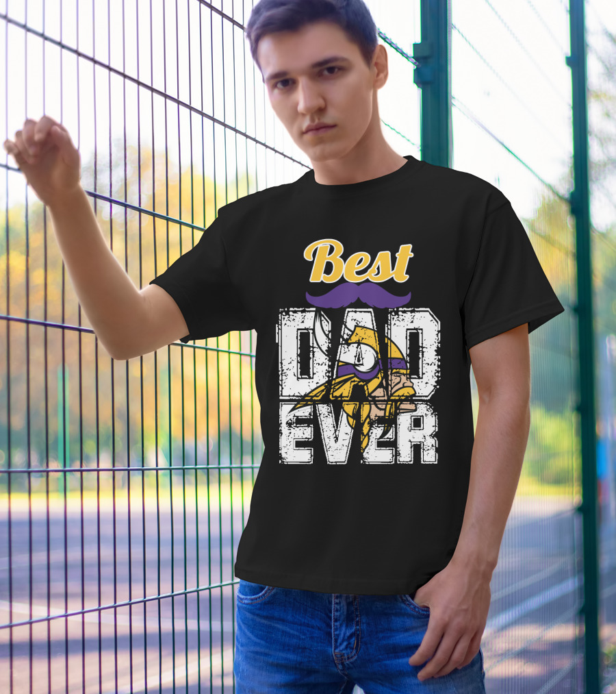 Best Dad Ever Viking Helmet Mustache T-Shirt