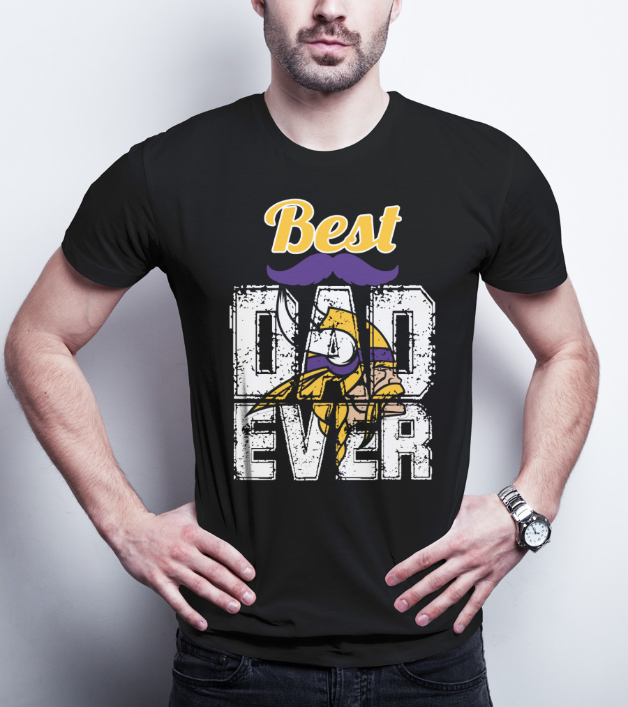 Best Dad Ever Viking Helmet Mustache T-Shirt
