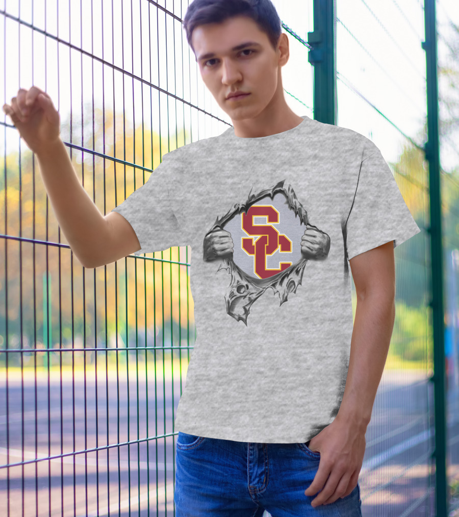 Sc Usc Trojans Ripped Skin T-Shirt