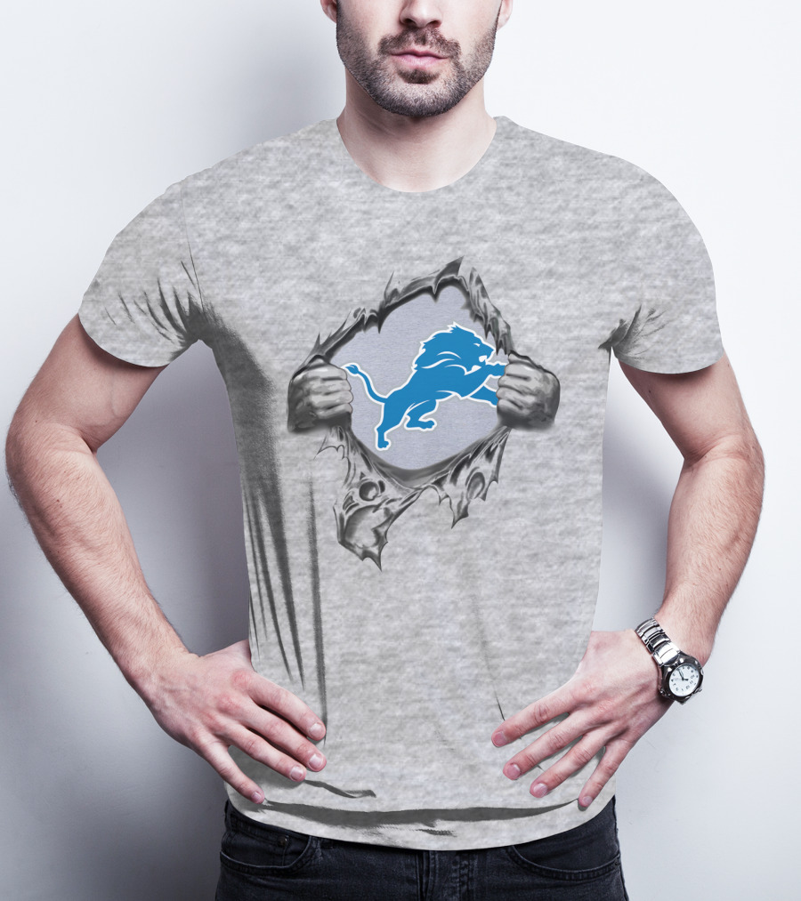 Detroit Lions Logo Ripped Reveal T-Shirt