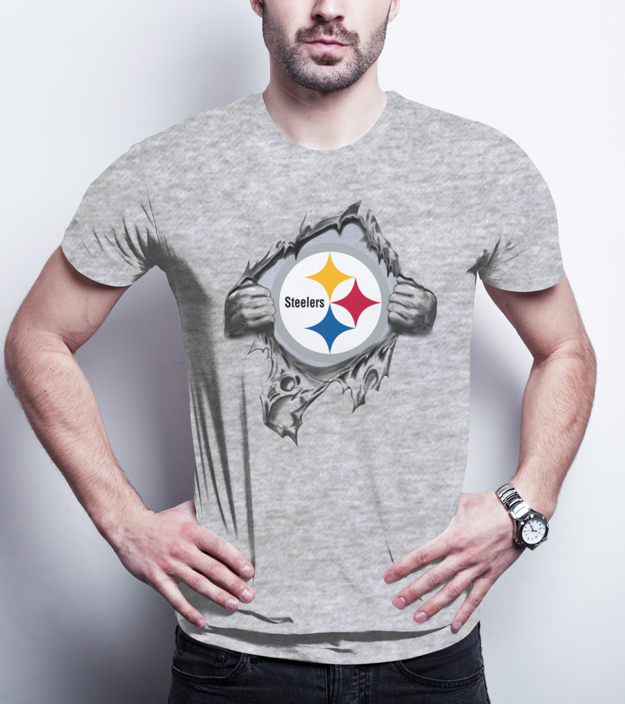 Pittsburgh Steelers Logo With Tearing Hands T-Shirt