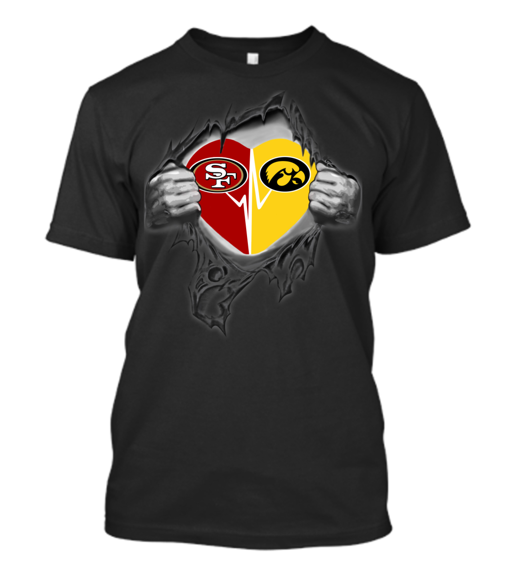 Iowa Hawkeyes San Francisco 49ers Heart Logo Fusion T-Shirt