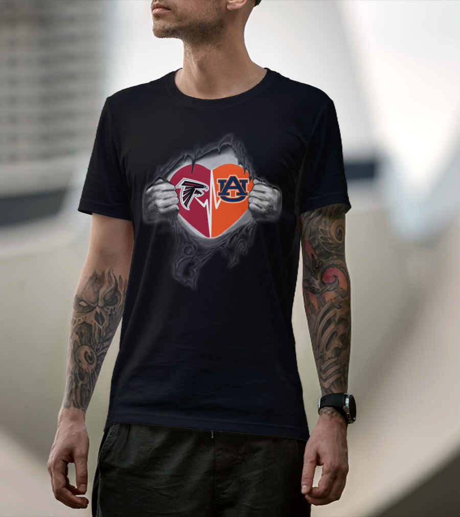 Atlanta Falcons Auburn Tigers Heart Split T-Shirt