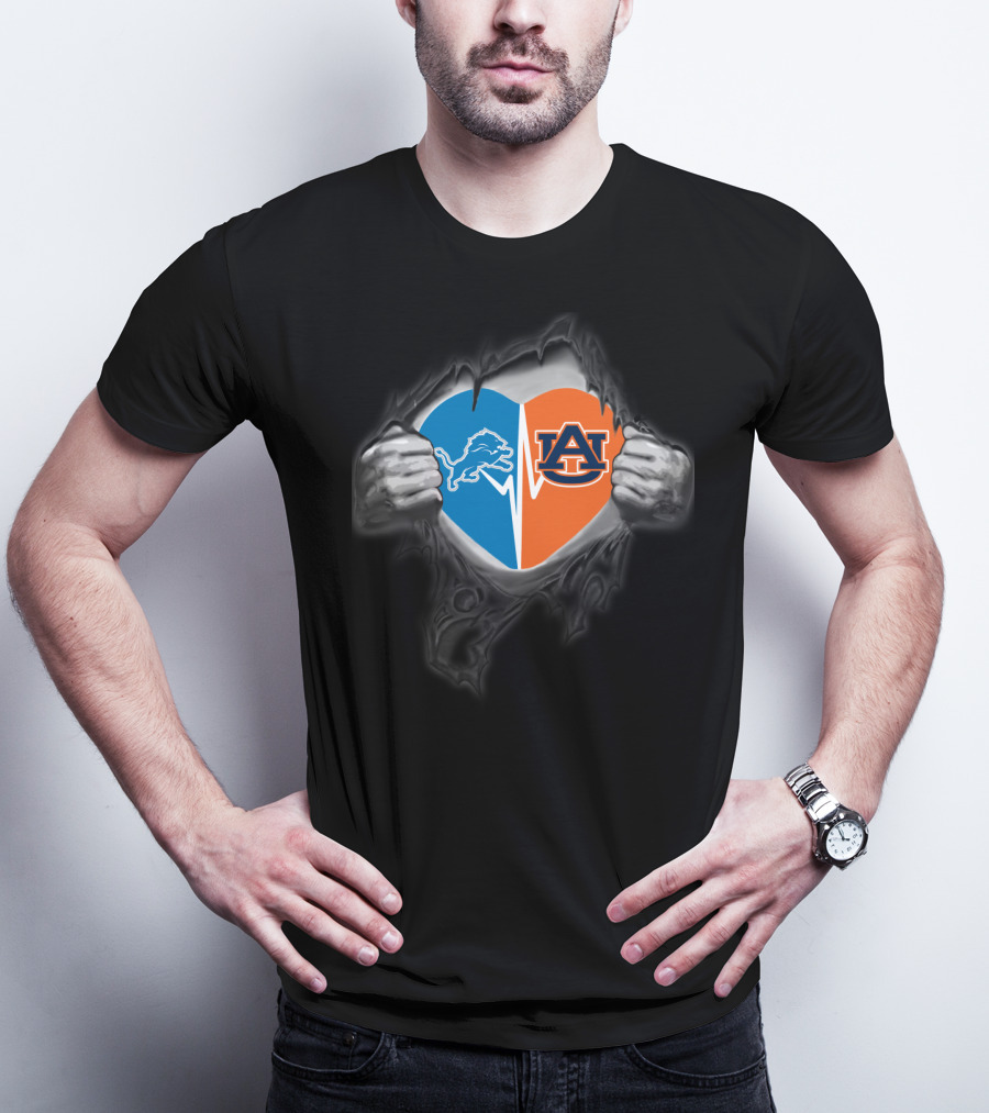 Detroit Lions Auburn University Heart T-Shirt