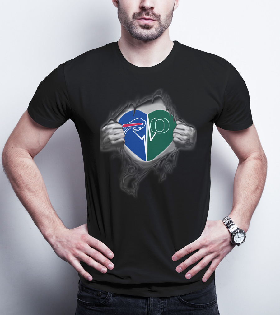 Buffalo Bills And Oregon Ducks Heart T-Shirt