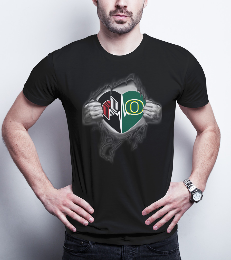 Portland Trail Blazers Oregon Ducks Heartbeat T-Shirt