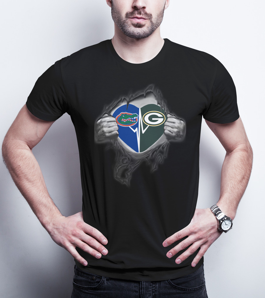 Packers Gators Heart Logo Fusion T-Shirt