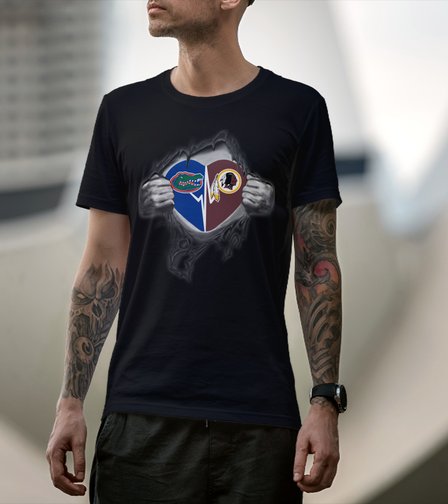 Florida Gators Washington Redskins Heart Logo Illustrations T-Shirt