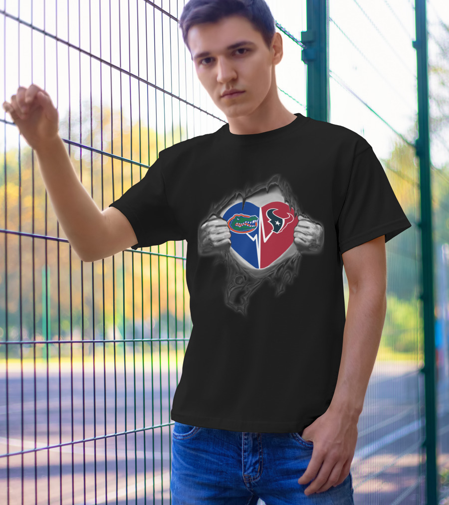Houston Texans Florida Gators Heart T-Shirt