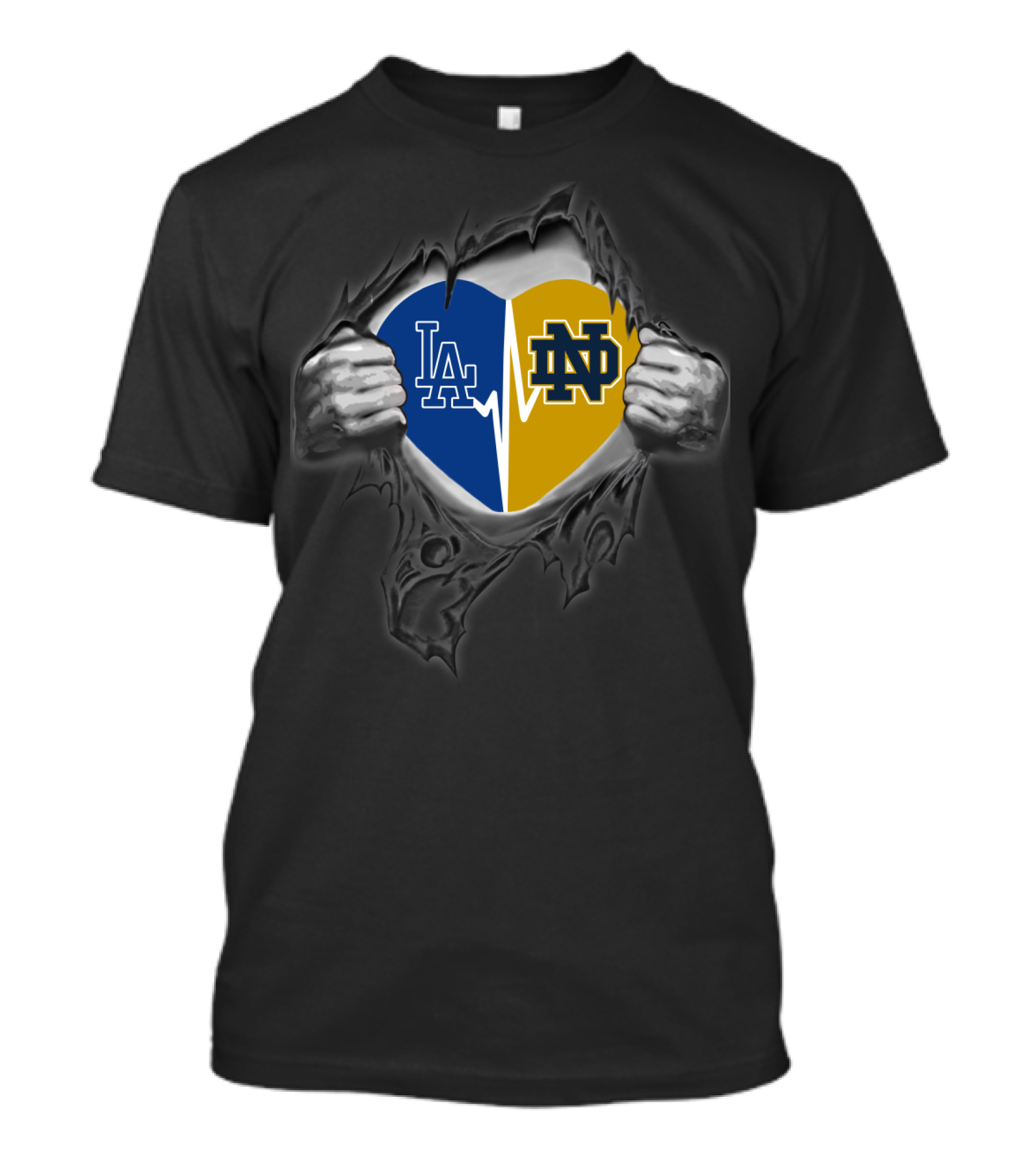 La Dodgers Notre Dame Heart Logo Fusion T-Shirt
