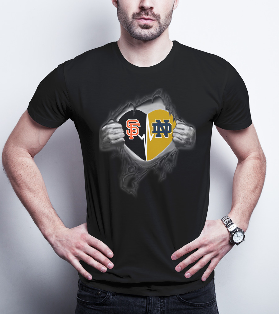 San Francisco Giants Notre Dame Fighting Irish Heart T-Shirt